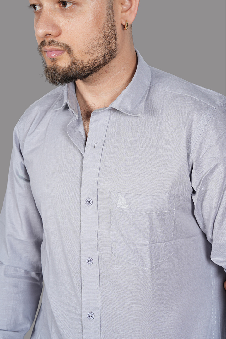 Grey Drift – Textured Indigo Fog Shirt - Fitzroy Ferry